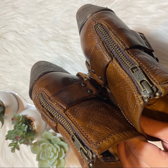 Frye | Shoes | Frye Tabitha Harness Short Heel Leather Boots Sz 7 ...